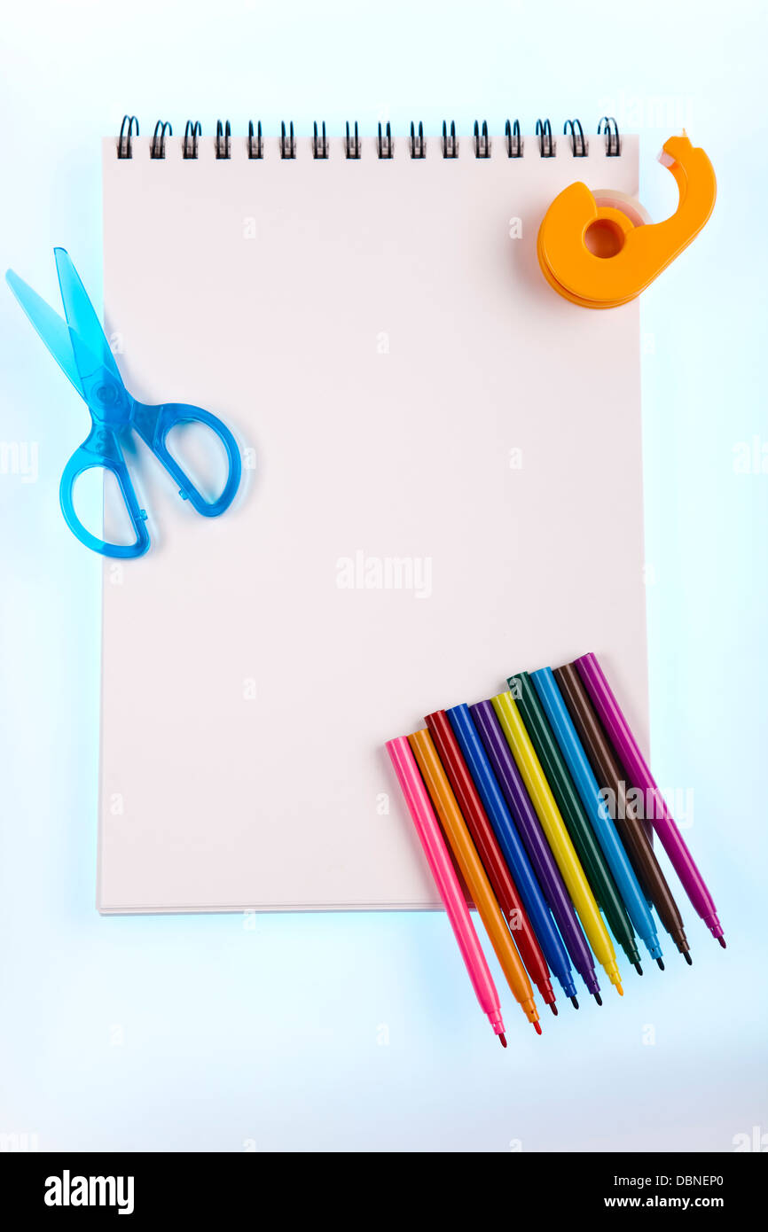 School tools on a white background Stock Photo - Alamy