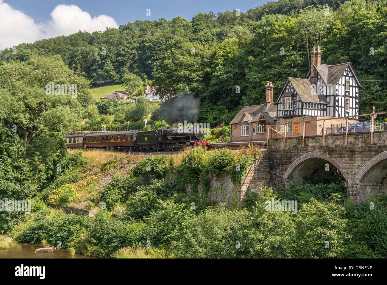 River Dee at Berwyn station near Llangollen in Denbighshire North Wales ...