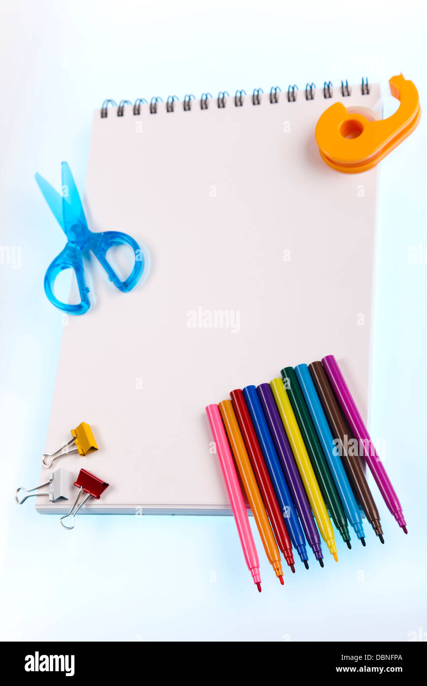 School tools on a white background Stock Photo - Alamy