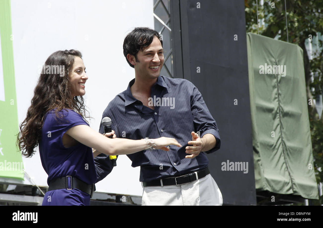 Kyle Barisich and Marni Raab attend Broadway in Bryant Park presented ...