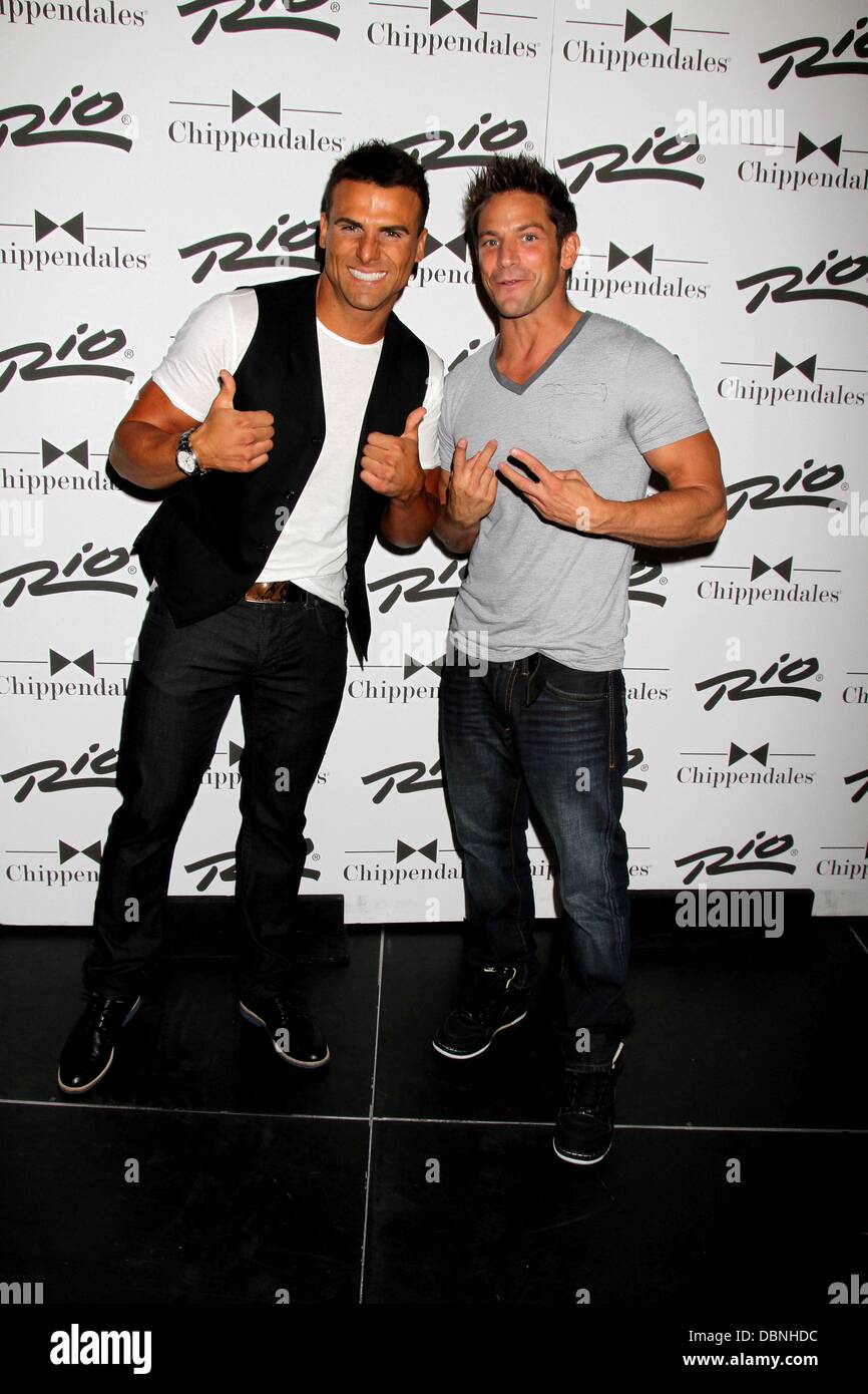 Jeremy Jackson and Jeff Timmons poses with the Chippendales at the ...