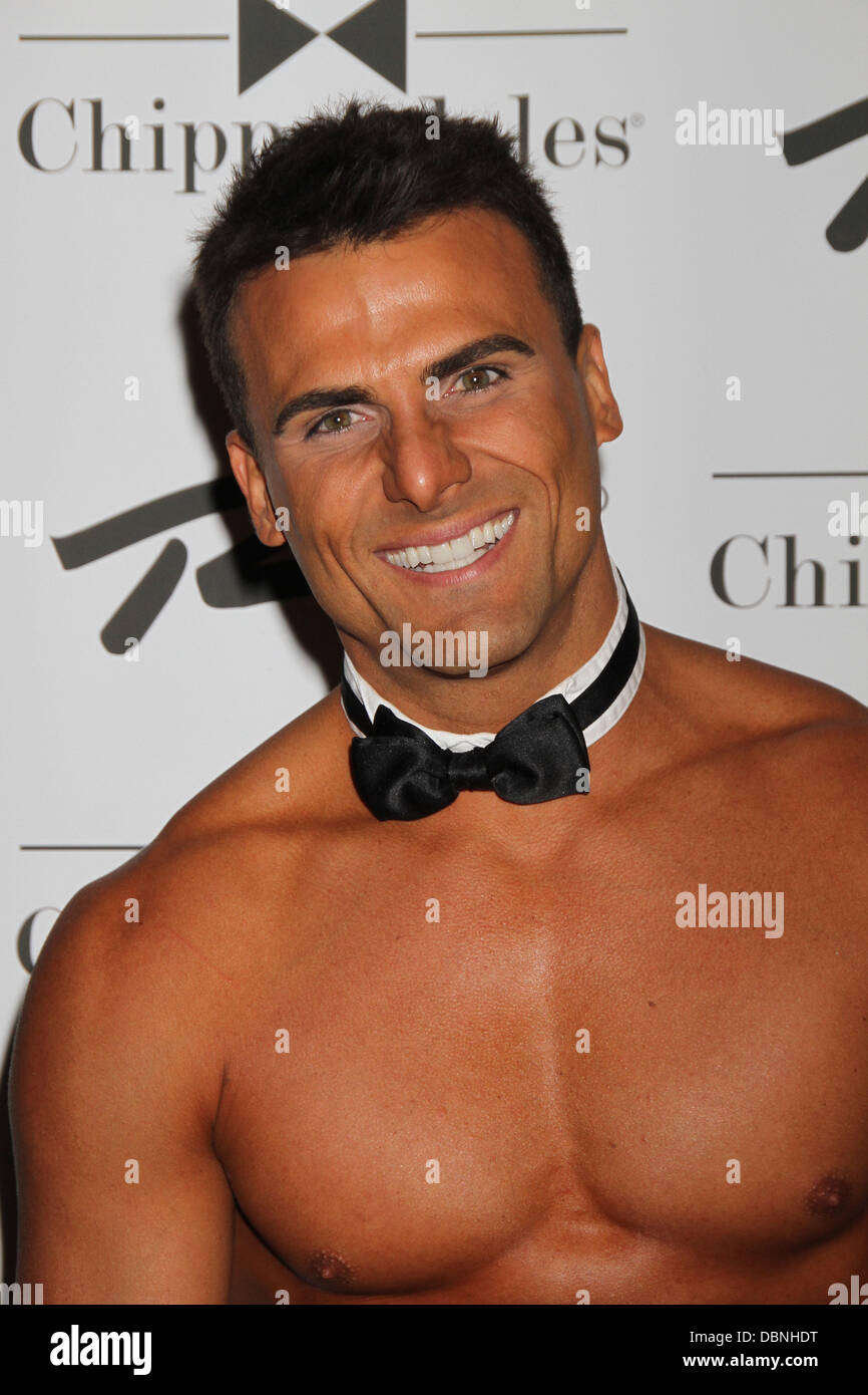 Jeremy Jackson poses with the Chippendales at the Chippendales Theater ...