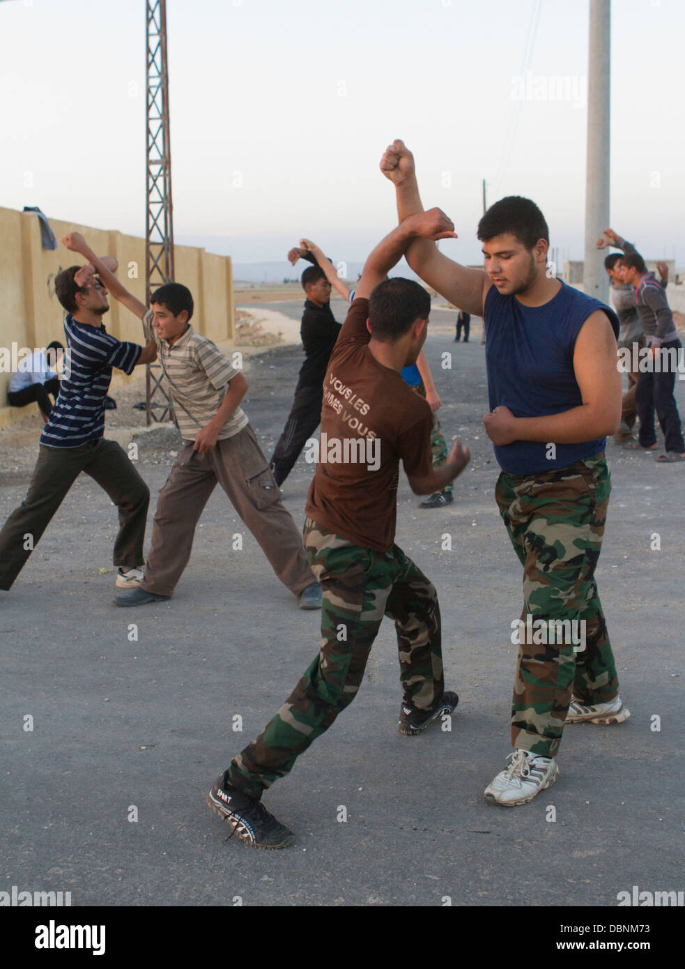 Free Syrian Army youth soldiers attend a training camp in Syria. Their ...