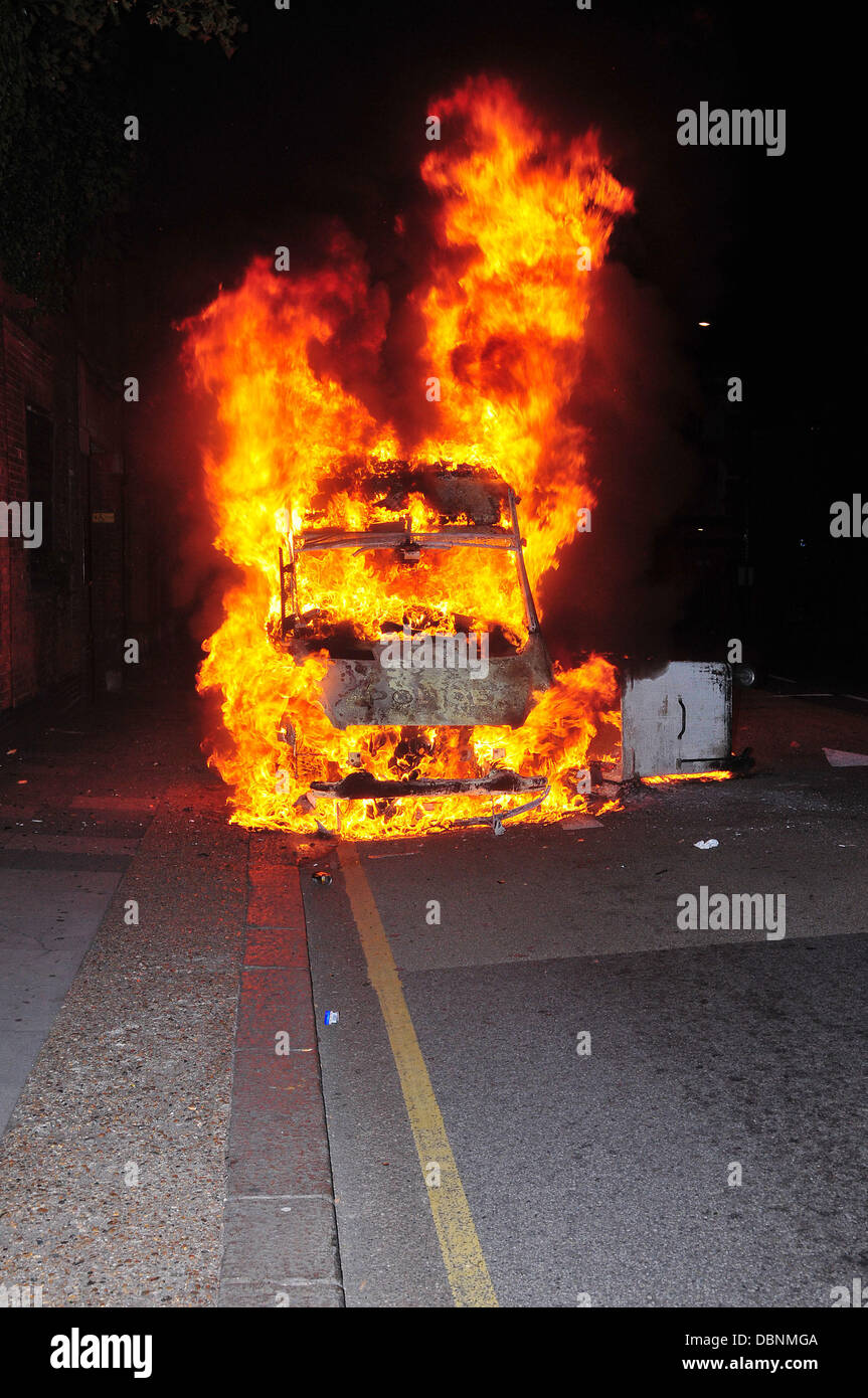 Rioters in Tottenham, North London, have set fire to police vehicles, a ...