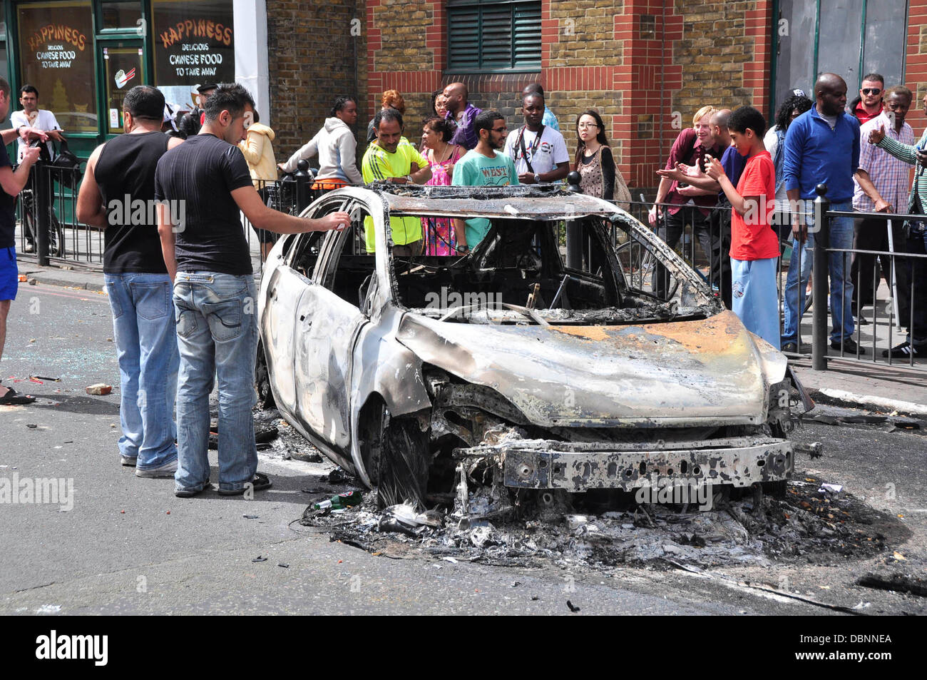 The aftermath of Tottenham riots in North London. 26 police officers ...