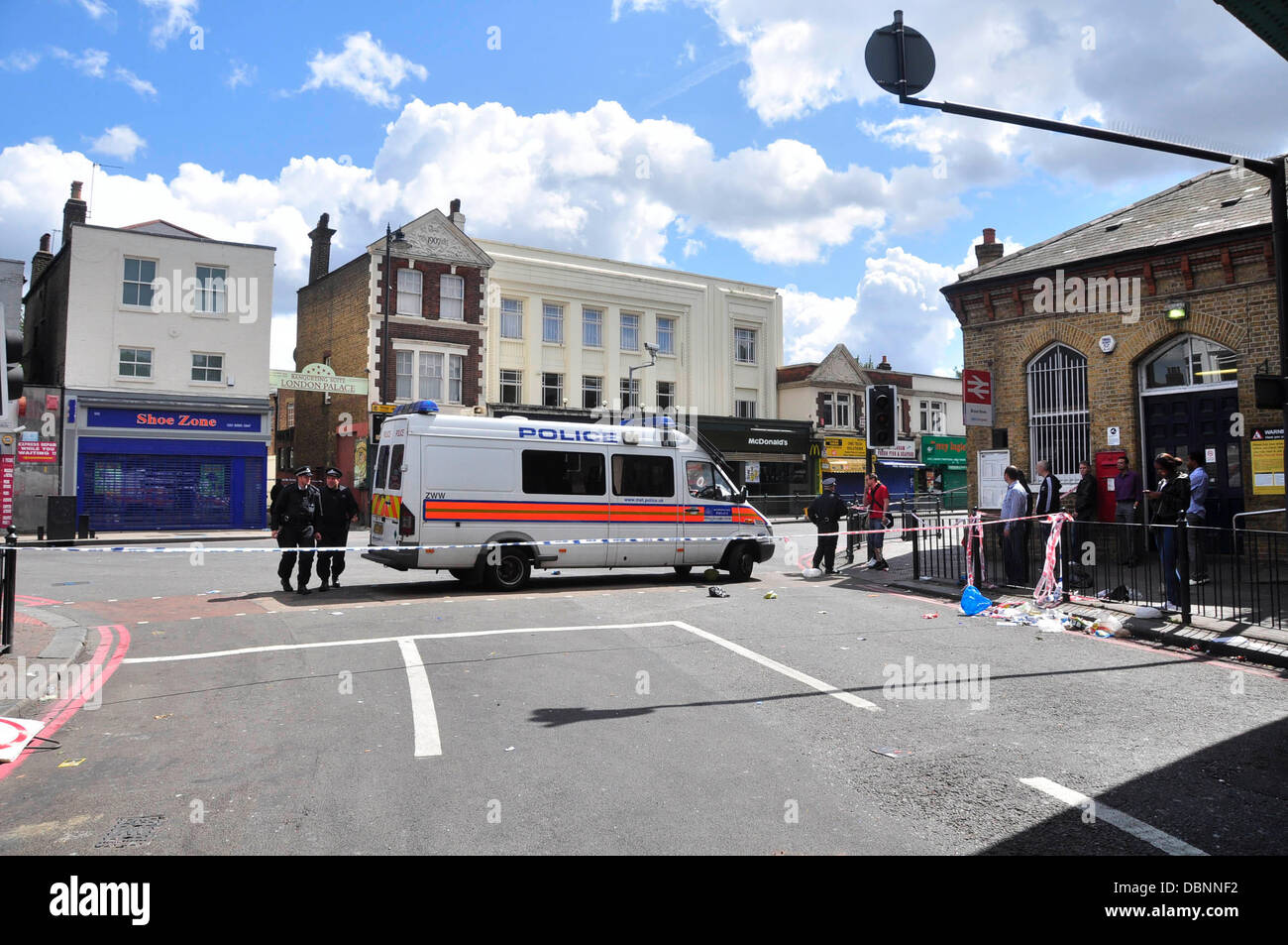 The aftermath of Tottenham riots in North London. 26 police officers ...