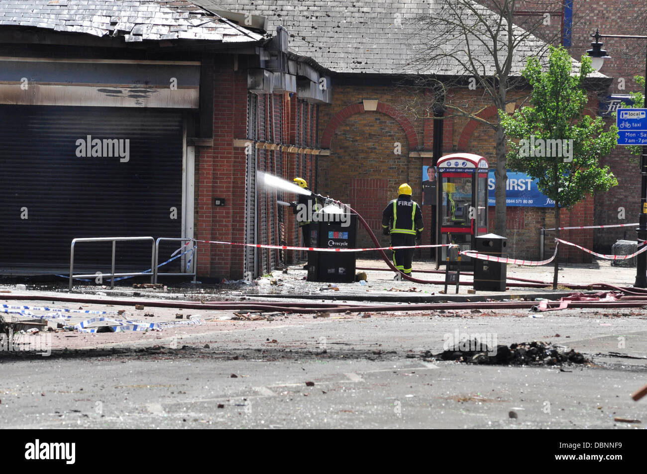 The aftermath of Tottenham riots in North London. 26 police officers ...