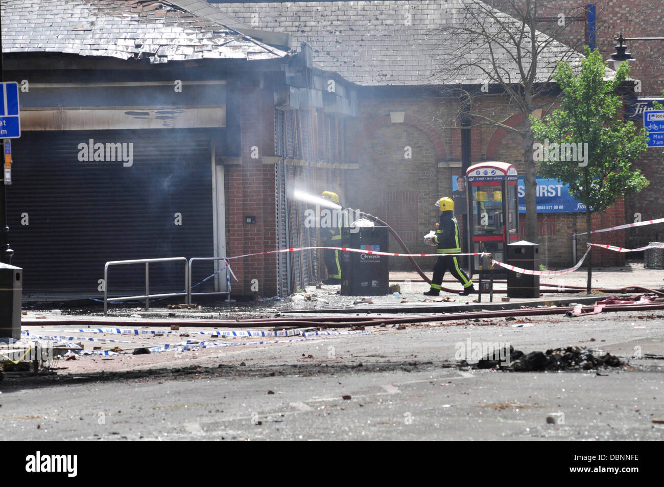 The aftermath of Tottenham riots in North London. 26 police officers ...