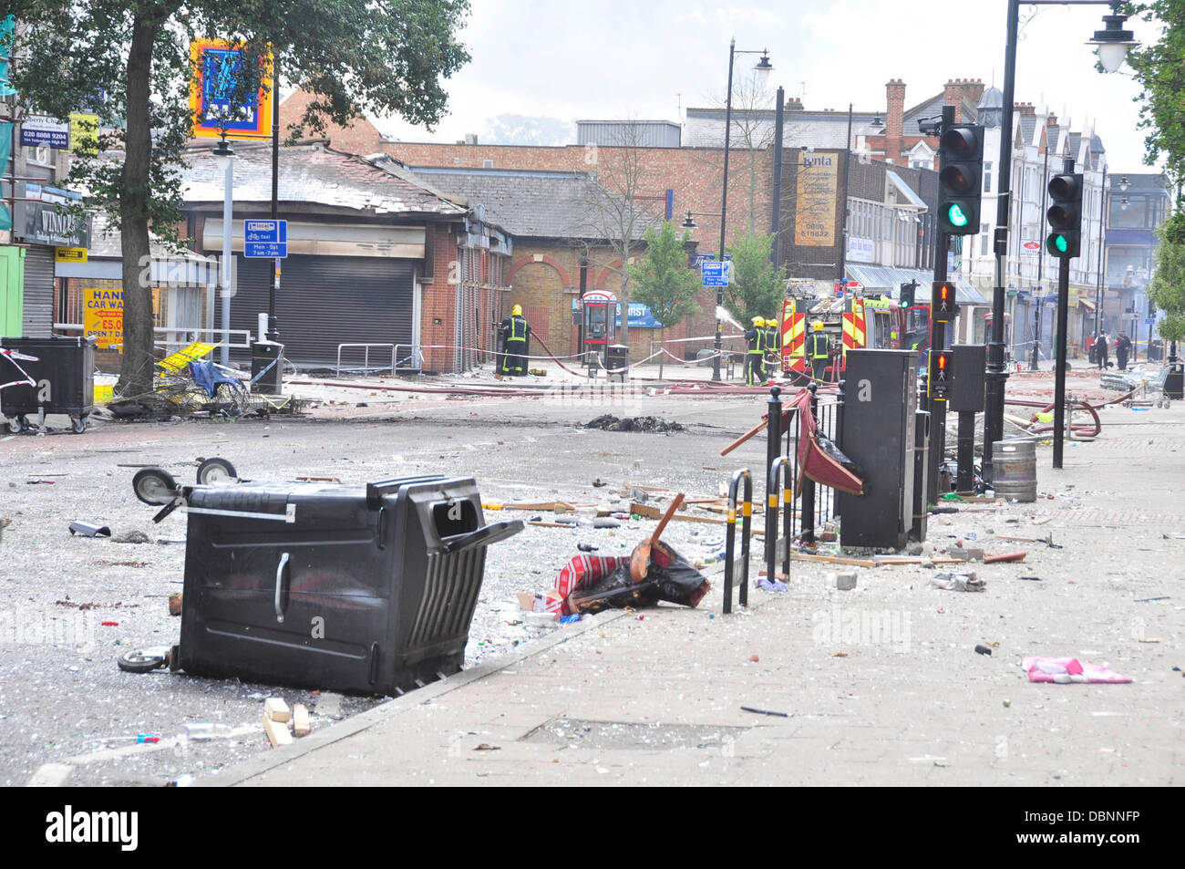 The aftermath of Tottenham riots in North London. 26 police officers ...