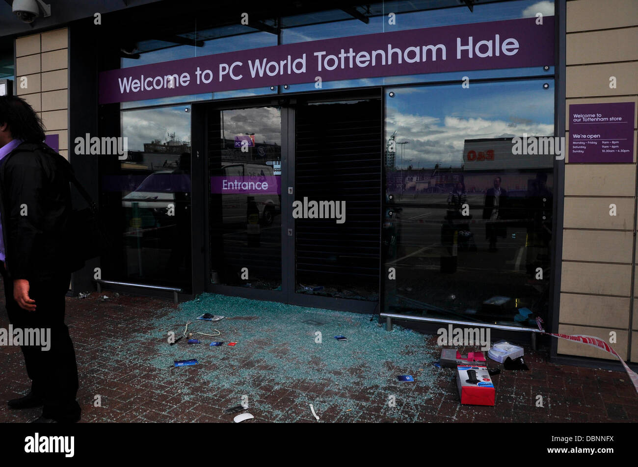 The aftermath of Tottenham riots in North London. 26 police officers ...