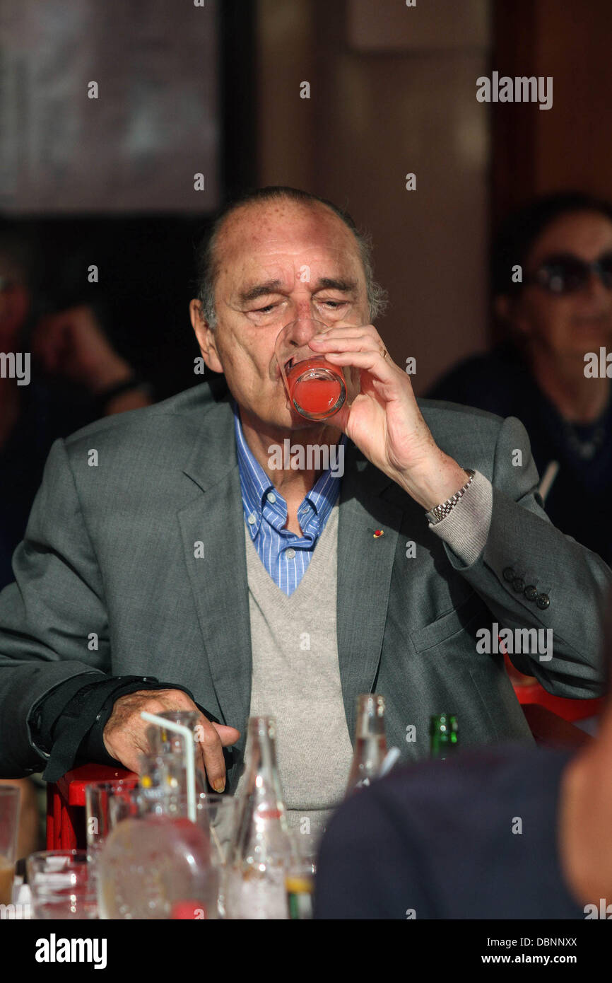 Former French president, Jaques Chirac, dining at Senequier in Saint ...