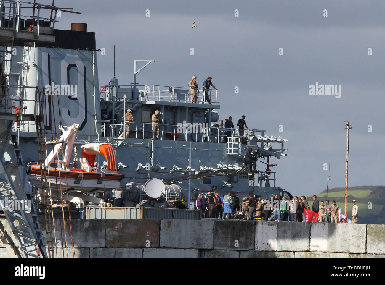 Brad Pitt Filming scenes onboard a warship for his new movie, 'World ...