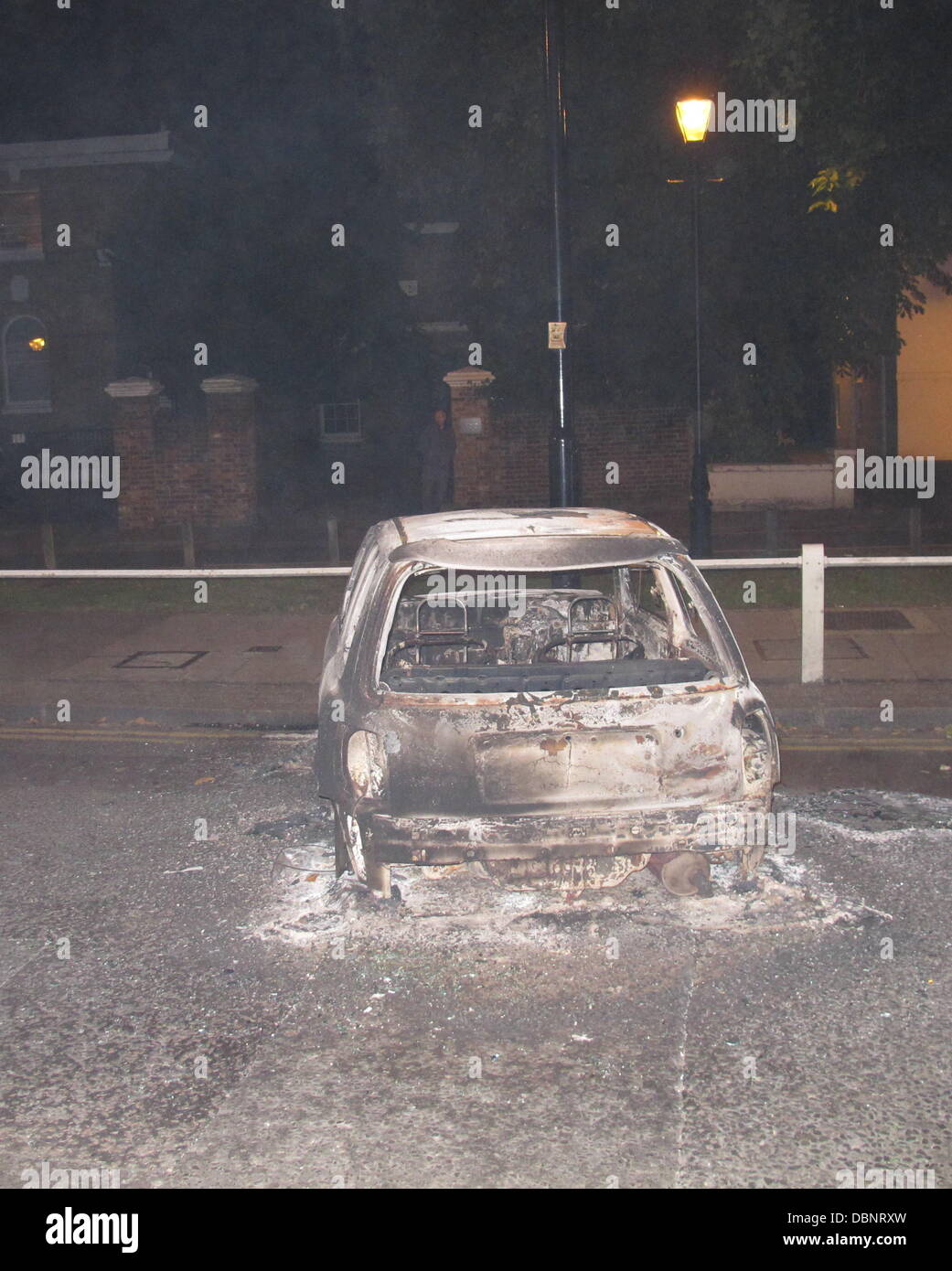 Burned out cars in Ealing, West London after riots spread to the suburb ...