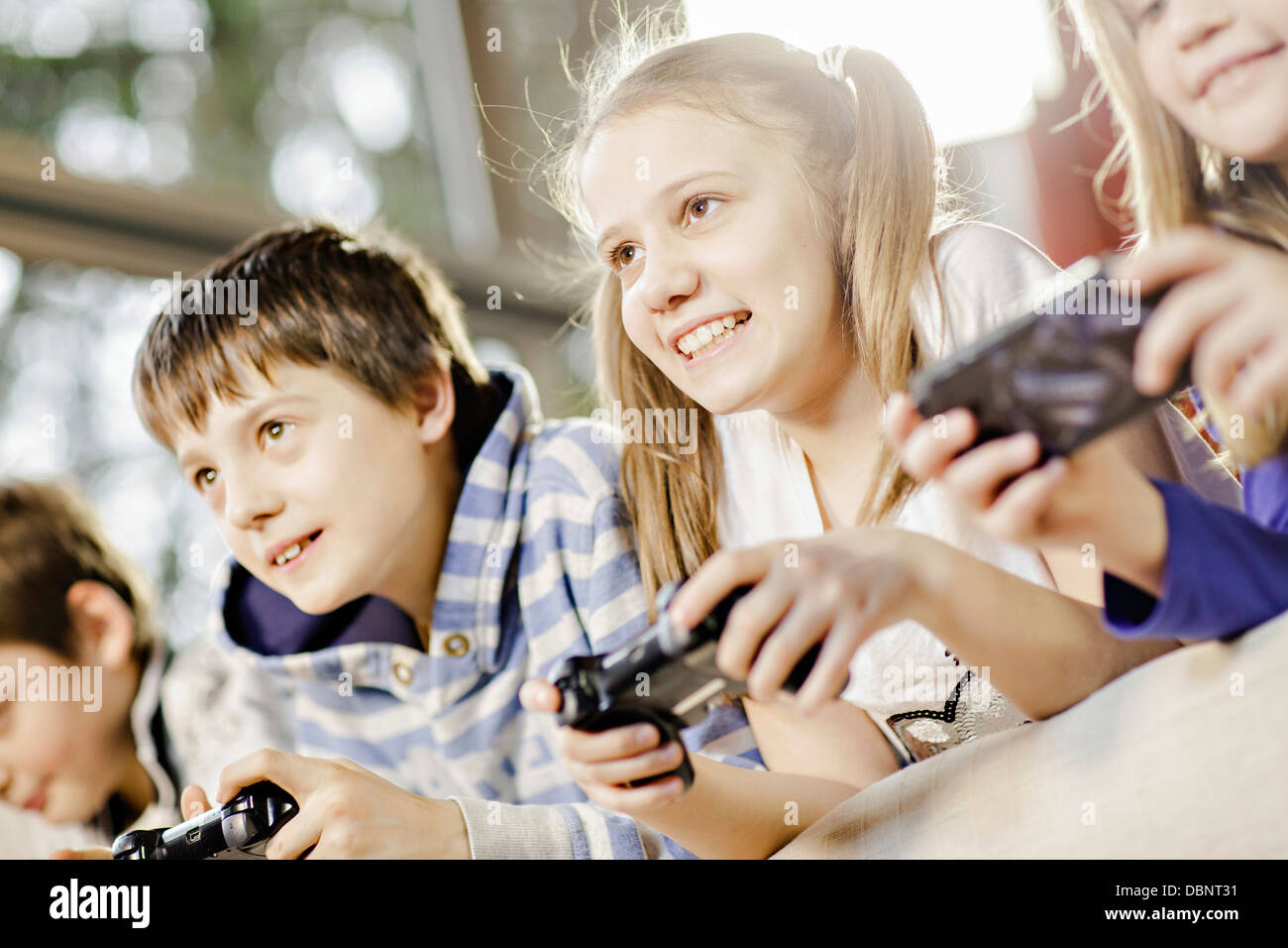 Children playing video game, Osijek, Croatia, Europe Stock Photo - Alamy