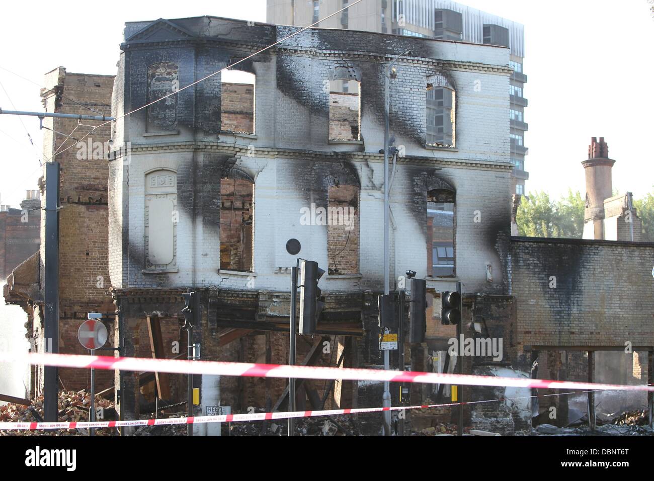 The aftermath of rioting in Croydon, where buildings, including the ...