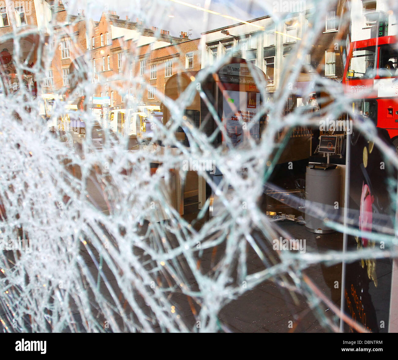 The aftermath of rioting in Camden Town, London, England on August 9 ...