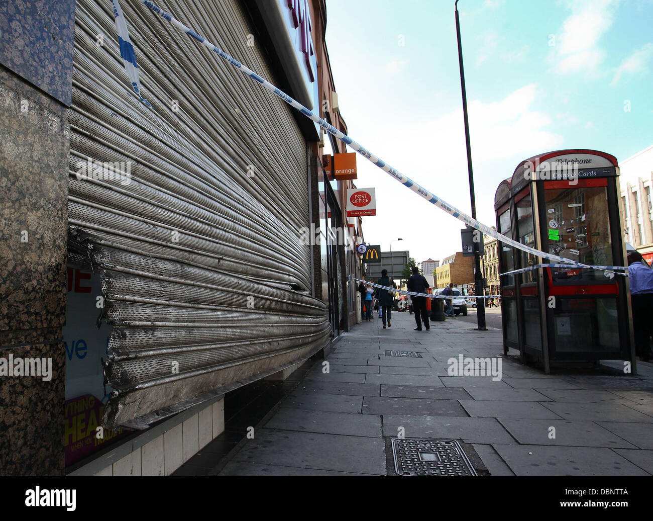 The aftermath of rioting in Camden Town, London, England on August 9 ...