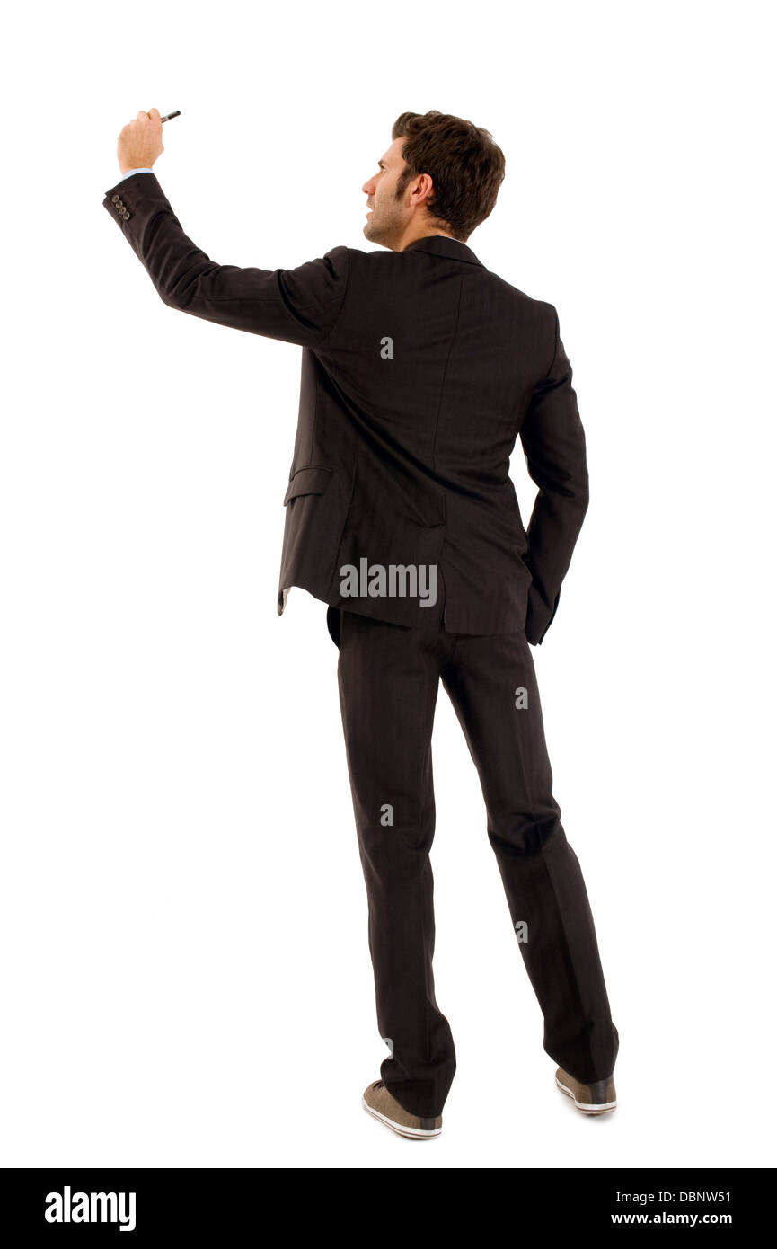 man writing with a marker Stock Photo - Alamy