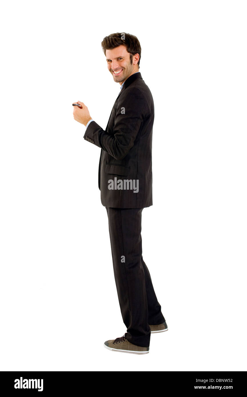 man writing with a marker Stock Photo - Alamy