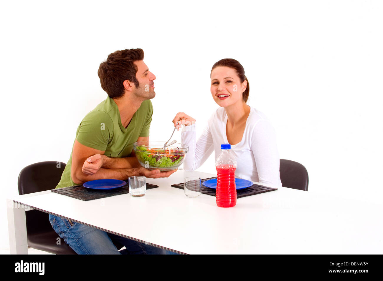 Man woman eating lunch Cut Out Stock Images & Pictures - Alamy