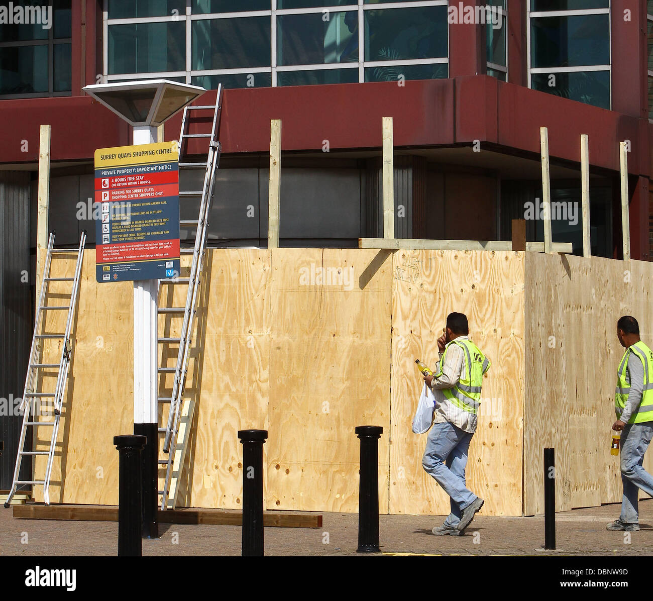Surrey Quays shopping centre is boarded up in the aftermath of the ...