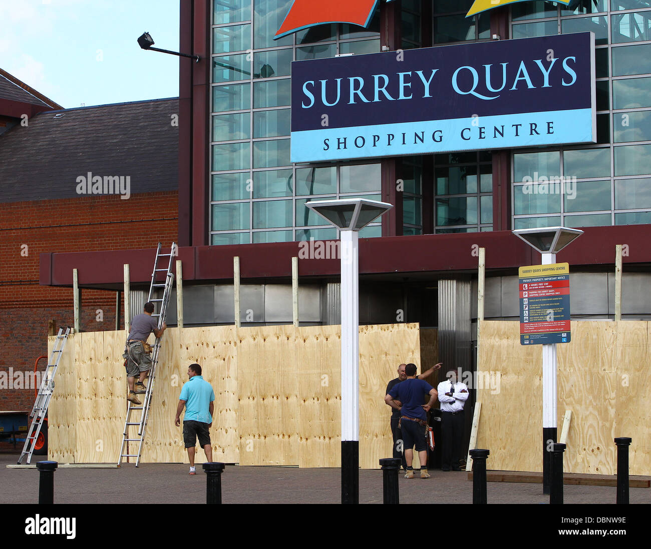 Surrey Quays shopping centre is boarded up in the aftermath of the ...