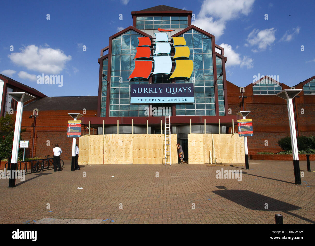 Surrey Quays shopping centre is boarded up in the aftermath of the ...