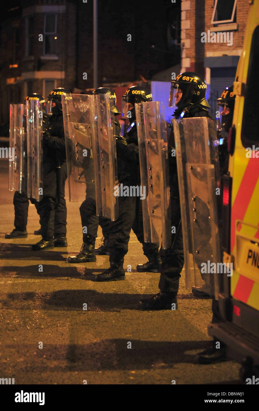 Riot Police were out in force in the Smithdown Road area of Liverpool ...