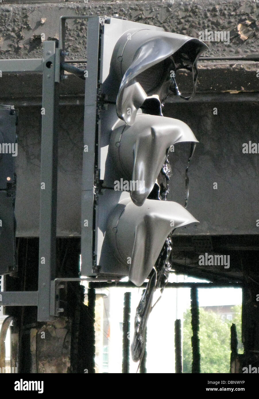 Burnt out Traffic light The aftermath of rioting in Woolwich, England ...