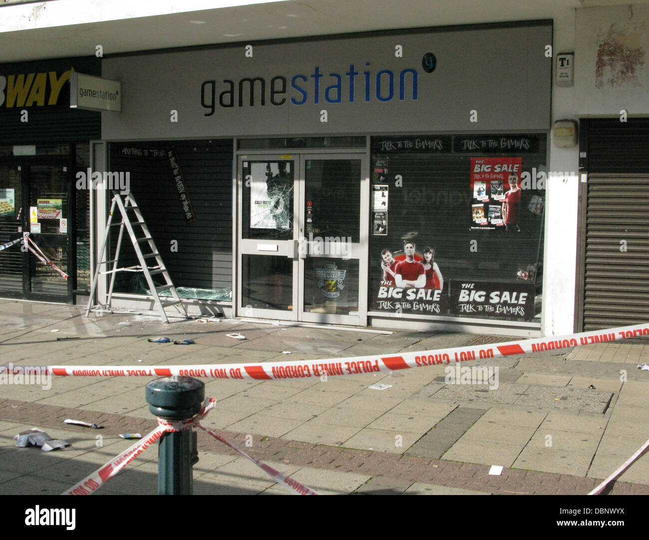 A wrecked Gamestation shop The aftermath of rioting in Woolwich ...
