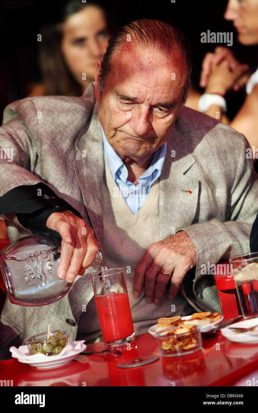 Former French President Jacques Chirac having a drink in Senequier cafe ...