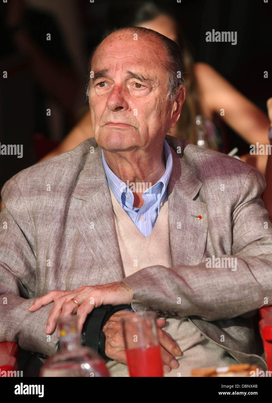 Former French President Jacques Chirac having a drink in Senequier cafe ...