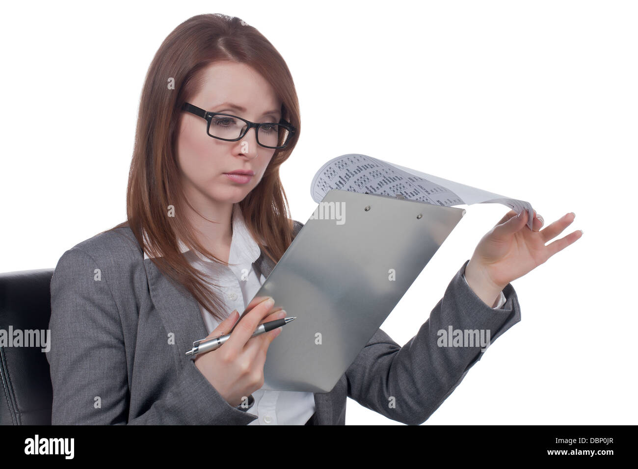 businesswoman reading a report Stock Photo - Alamy