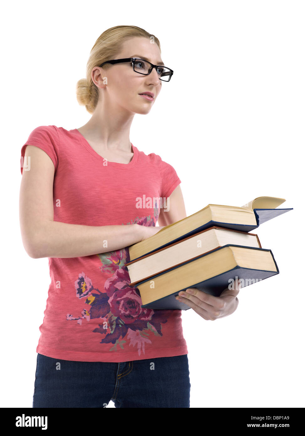 smart woman holding books Stock Photo - Alamy