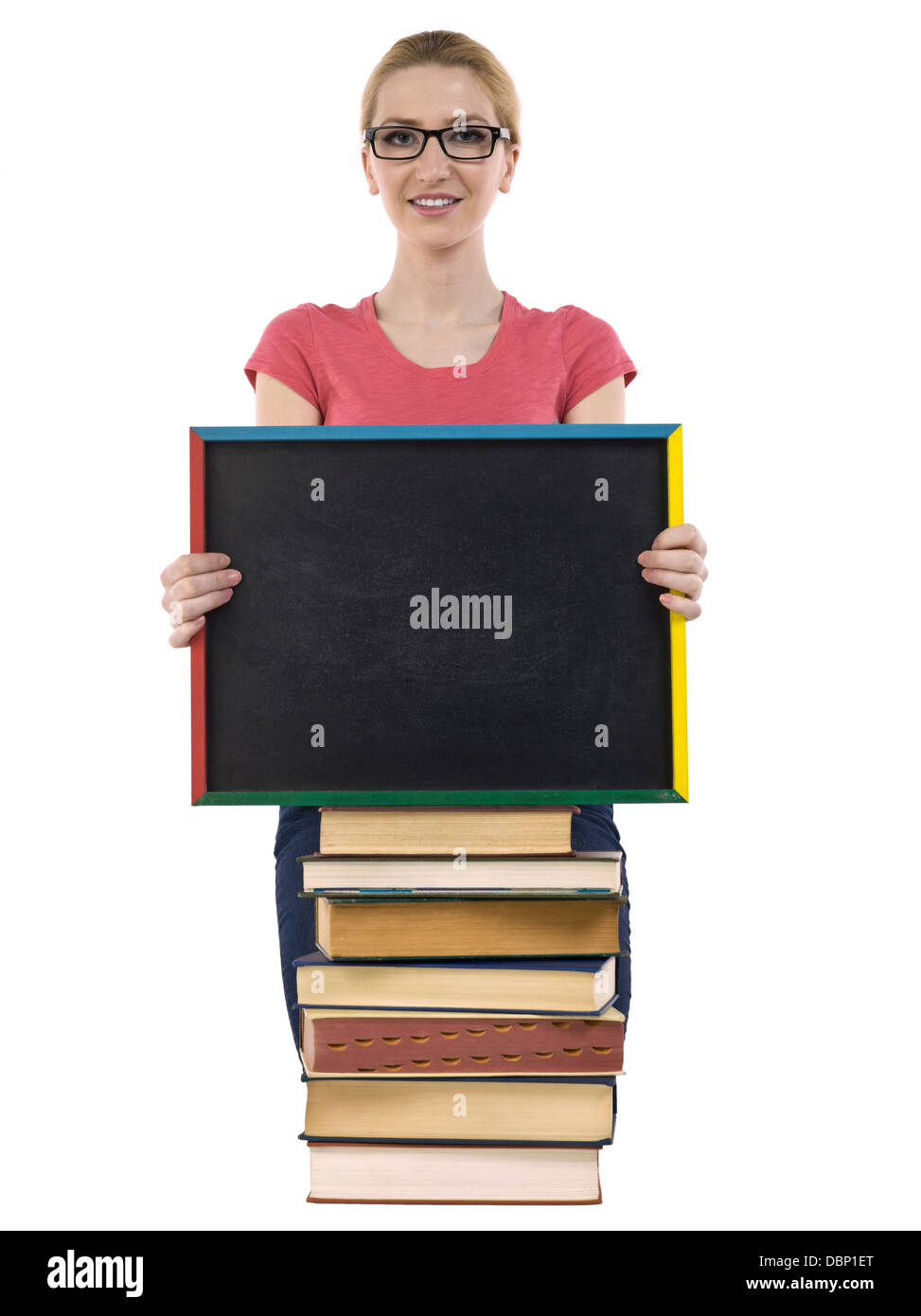 school girl with books and board Stock Photo - Alamy