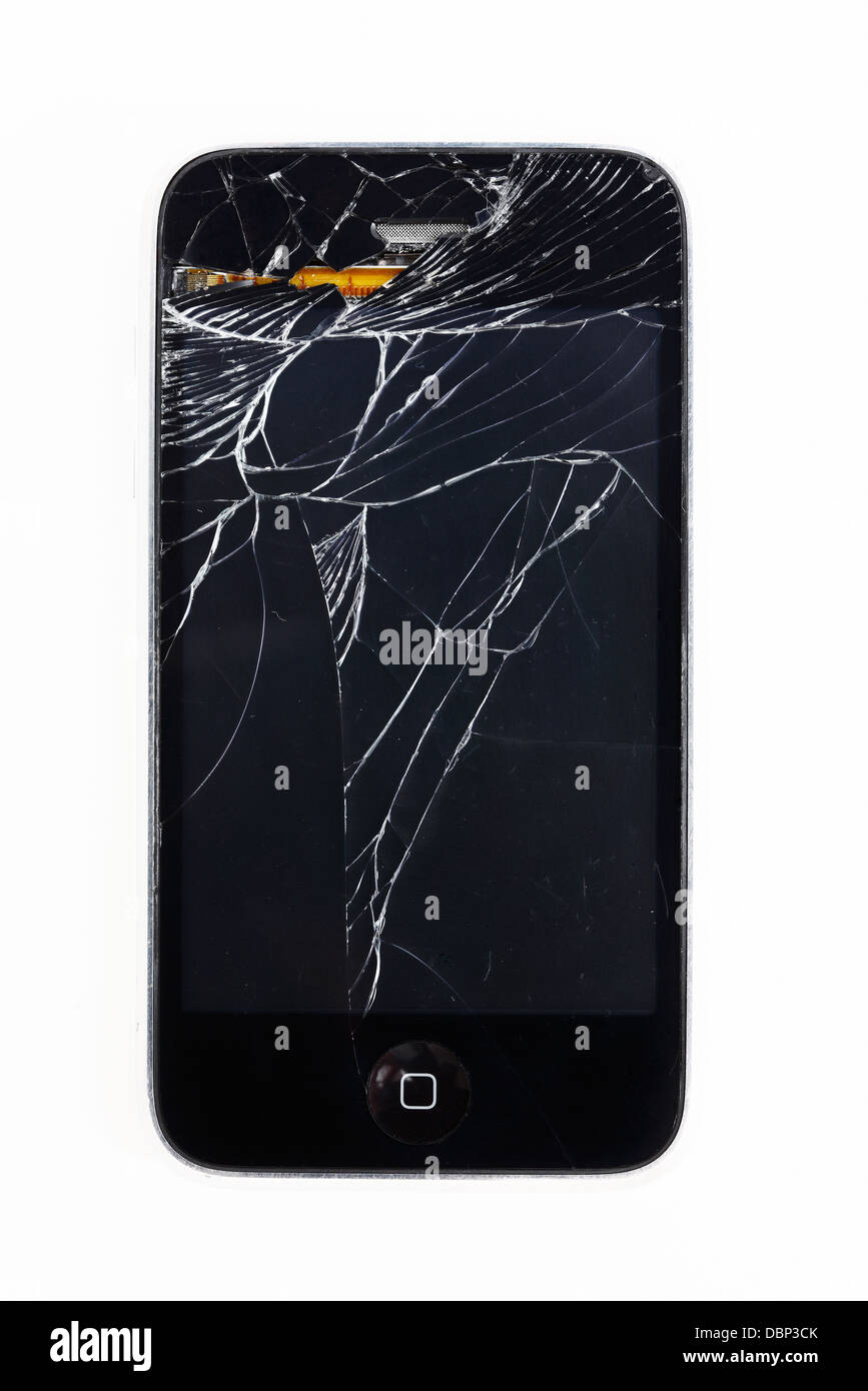 Smart phone with a cracked screen Stock Photo - Alamy