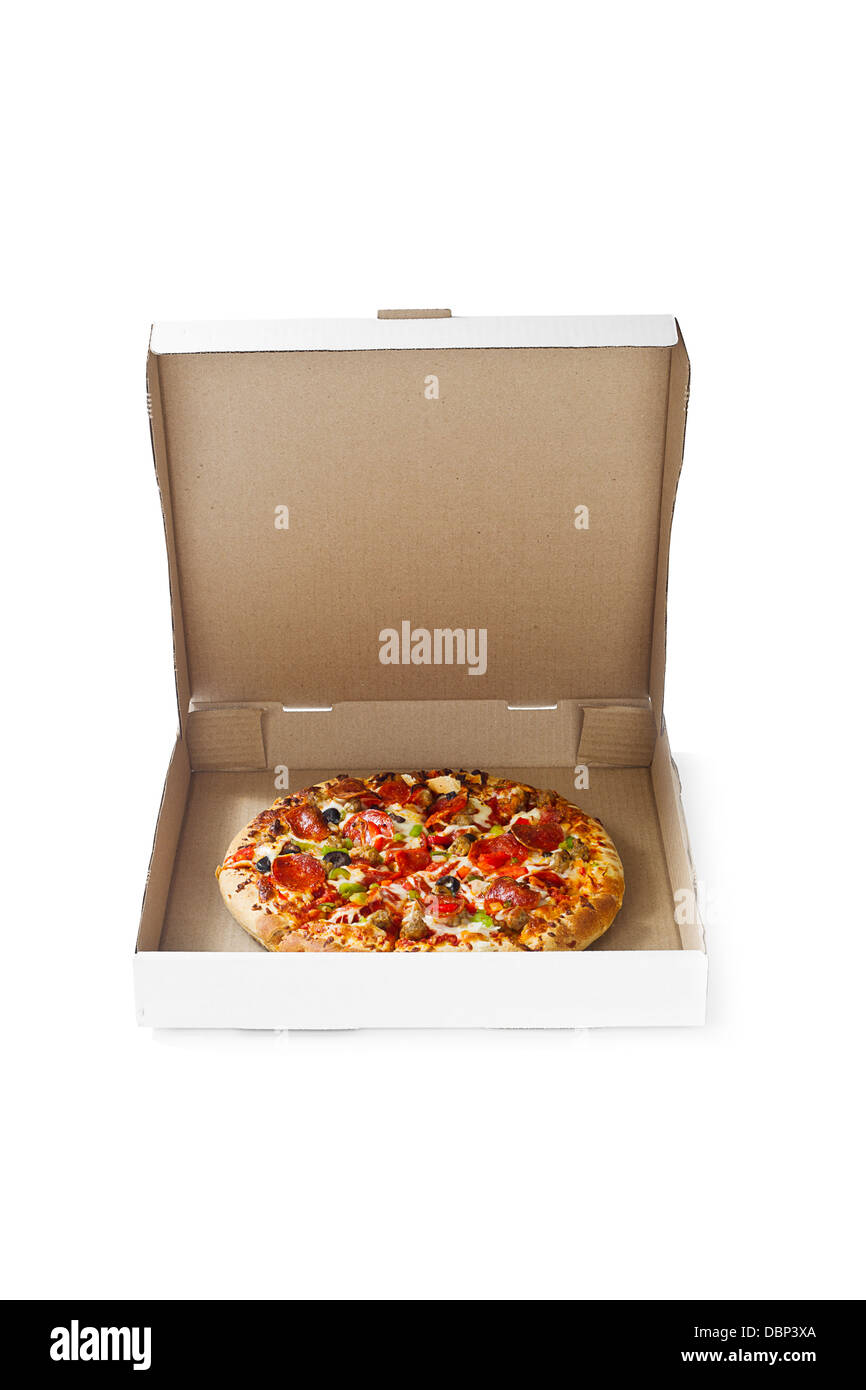 Box tasty pizza on Cut Out Stock Images & Pictures - Alamy