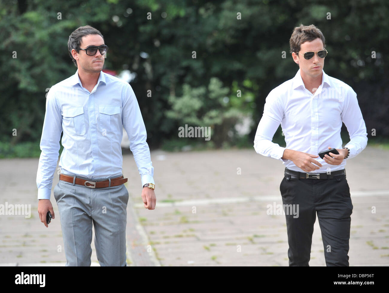 Jack Tweed (L) and his brother Lewis Tweed appear at Redbridge ...