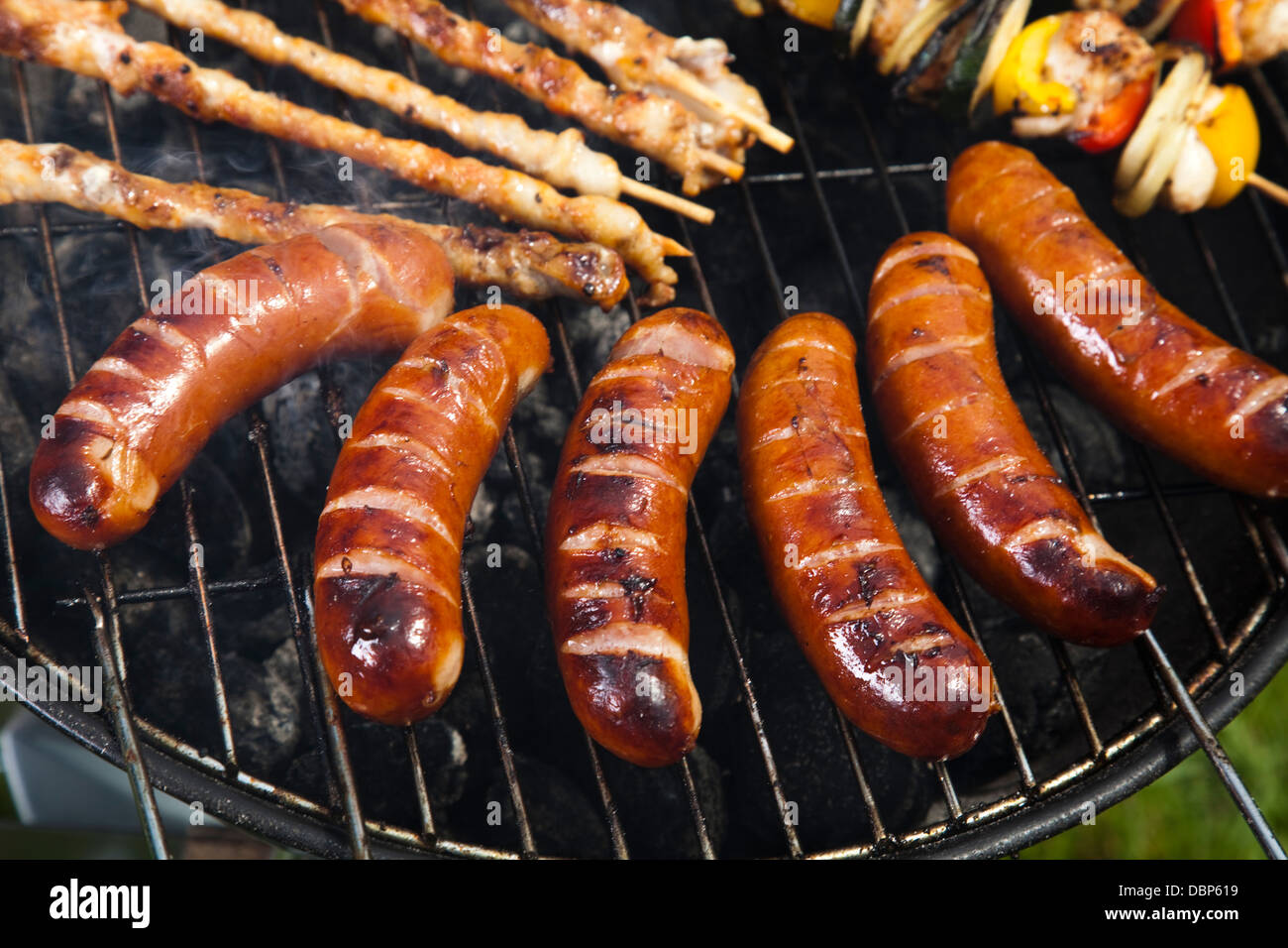 Barbecue a hot summer evening, Grilling Stock Photo - Alamy