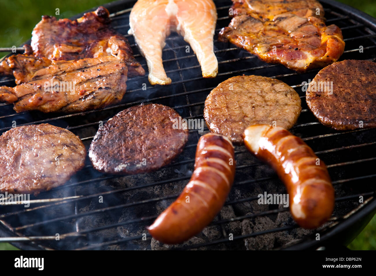 Barbecue a hot summer evening, Grilling Stock Photo - Alamy