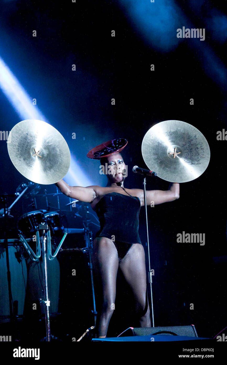 Grace Jones performing live in concert at the Art Pop Festival ...