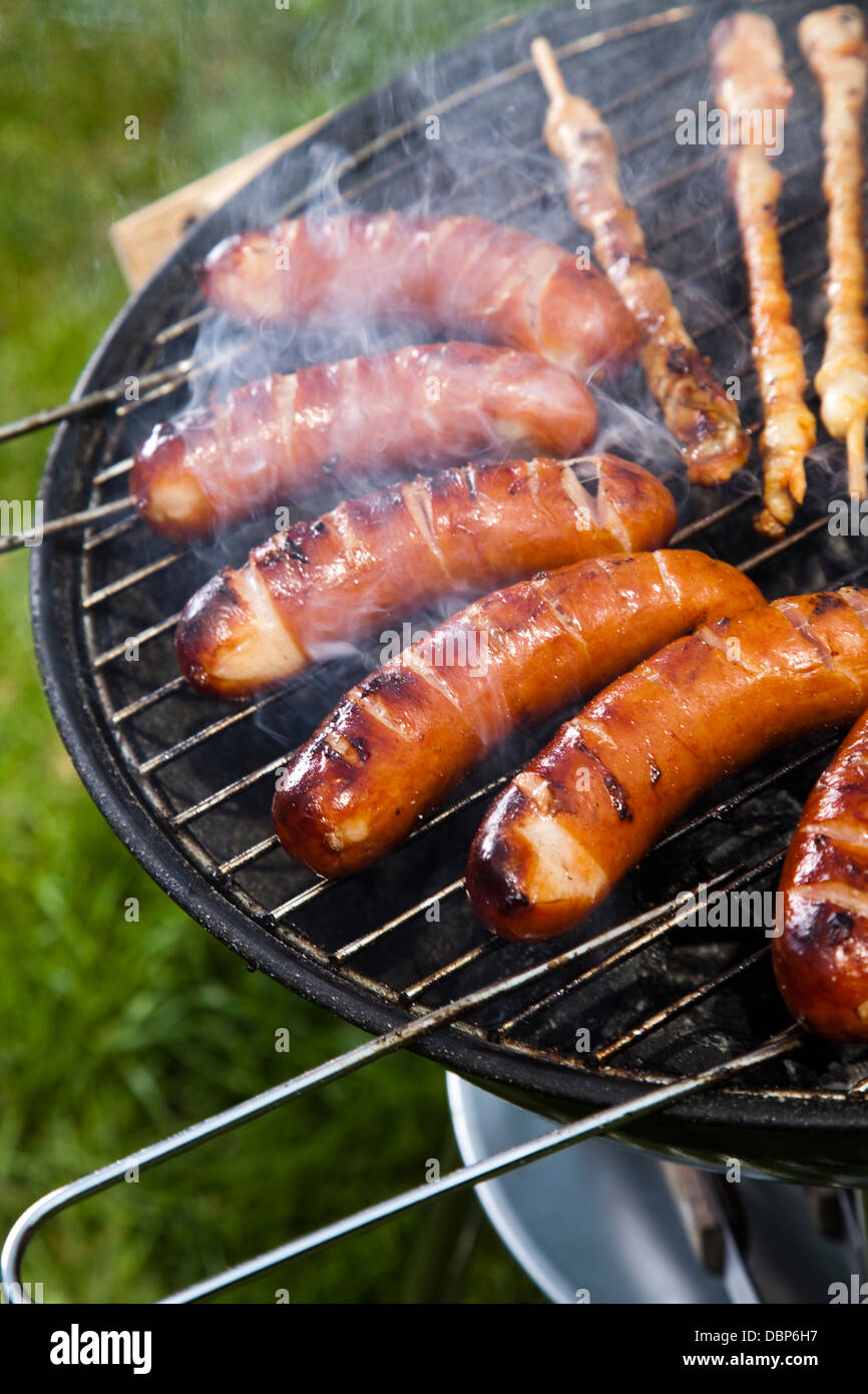 Barbecue a hot summer evening, Grilling Stock Photo - Alamy