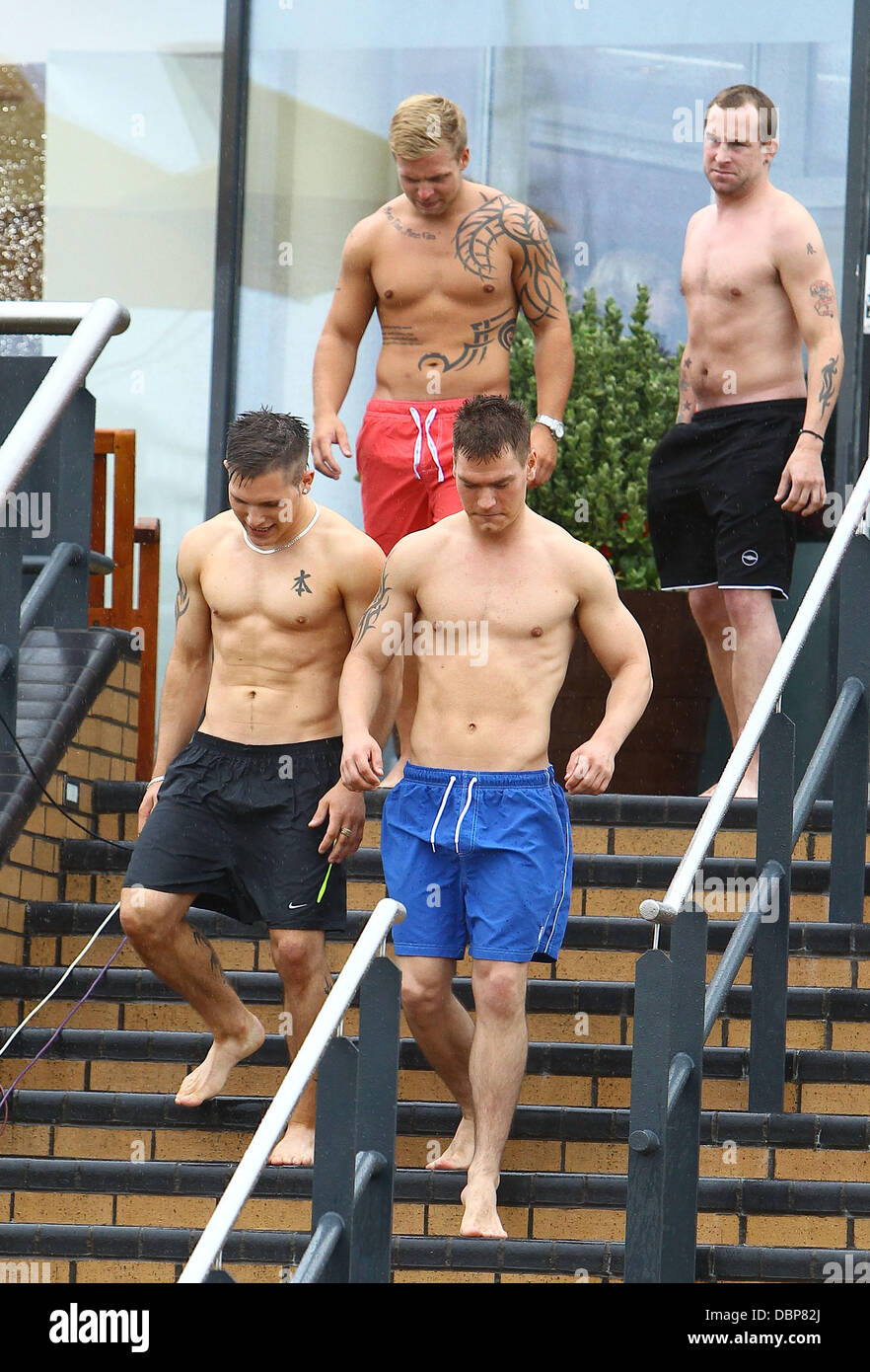 Male Models Filming at Butlins for This Morning Stock Photo - Alamy