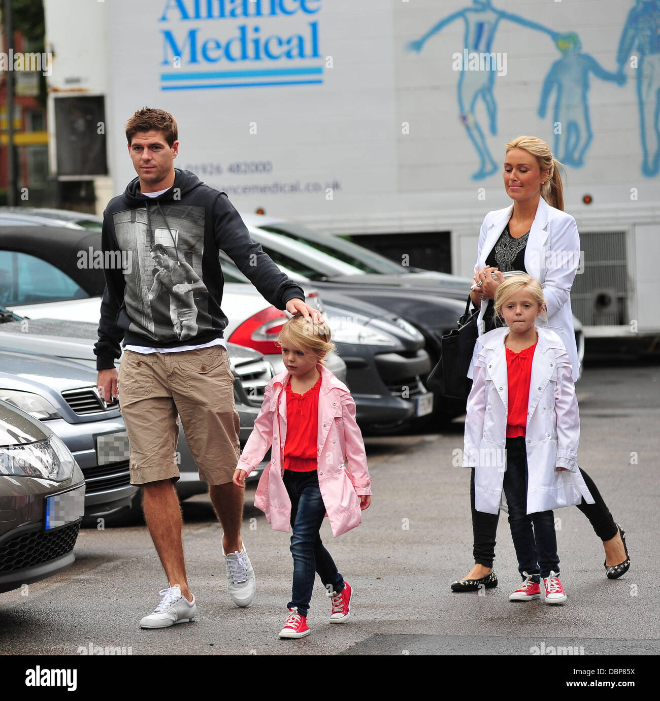Steven Gerrard with his children Lilly Gerrard and Lexie Gerrard and ...