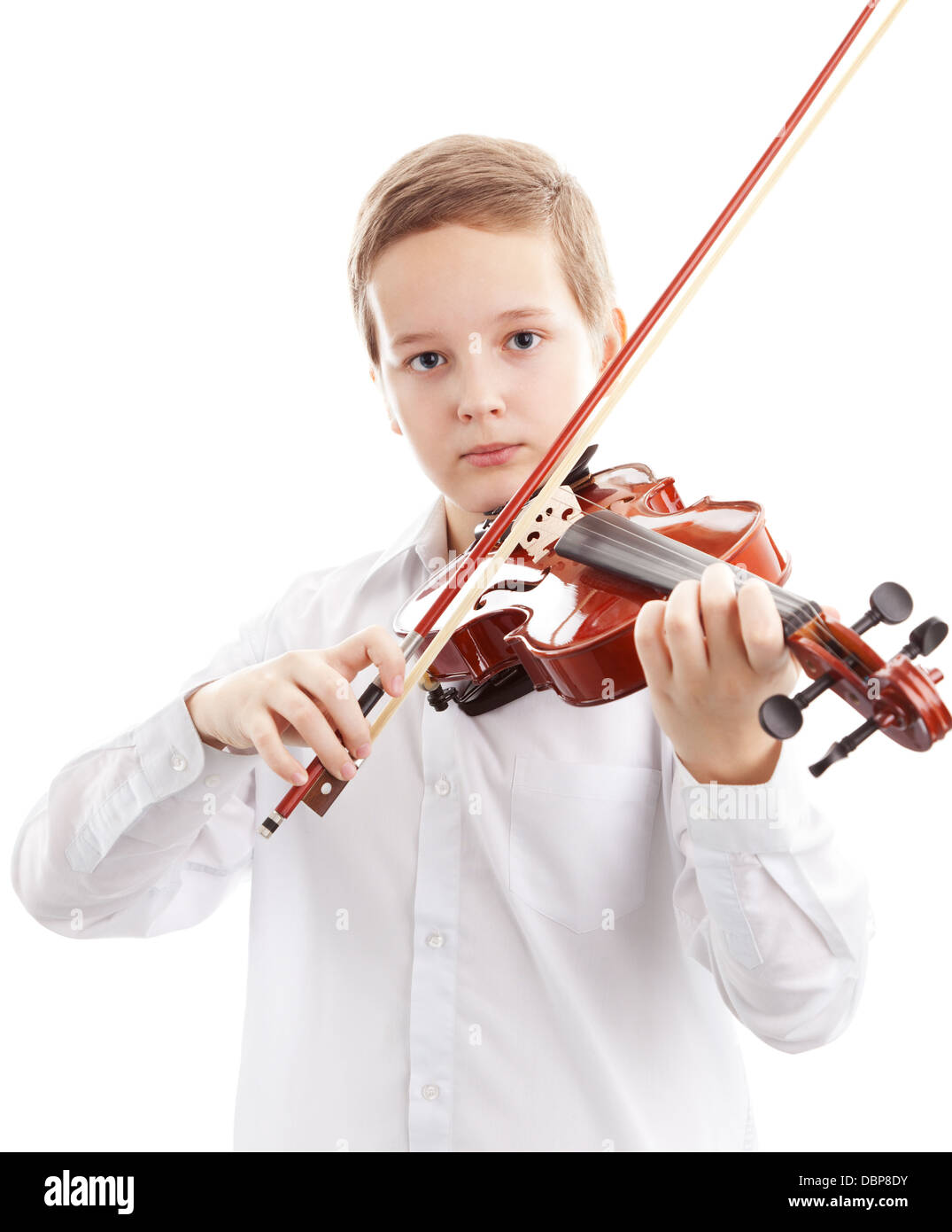 Teenager playing the violin, white background Stock Photo - Alamy