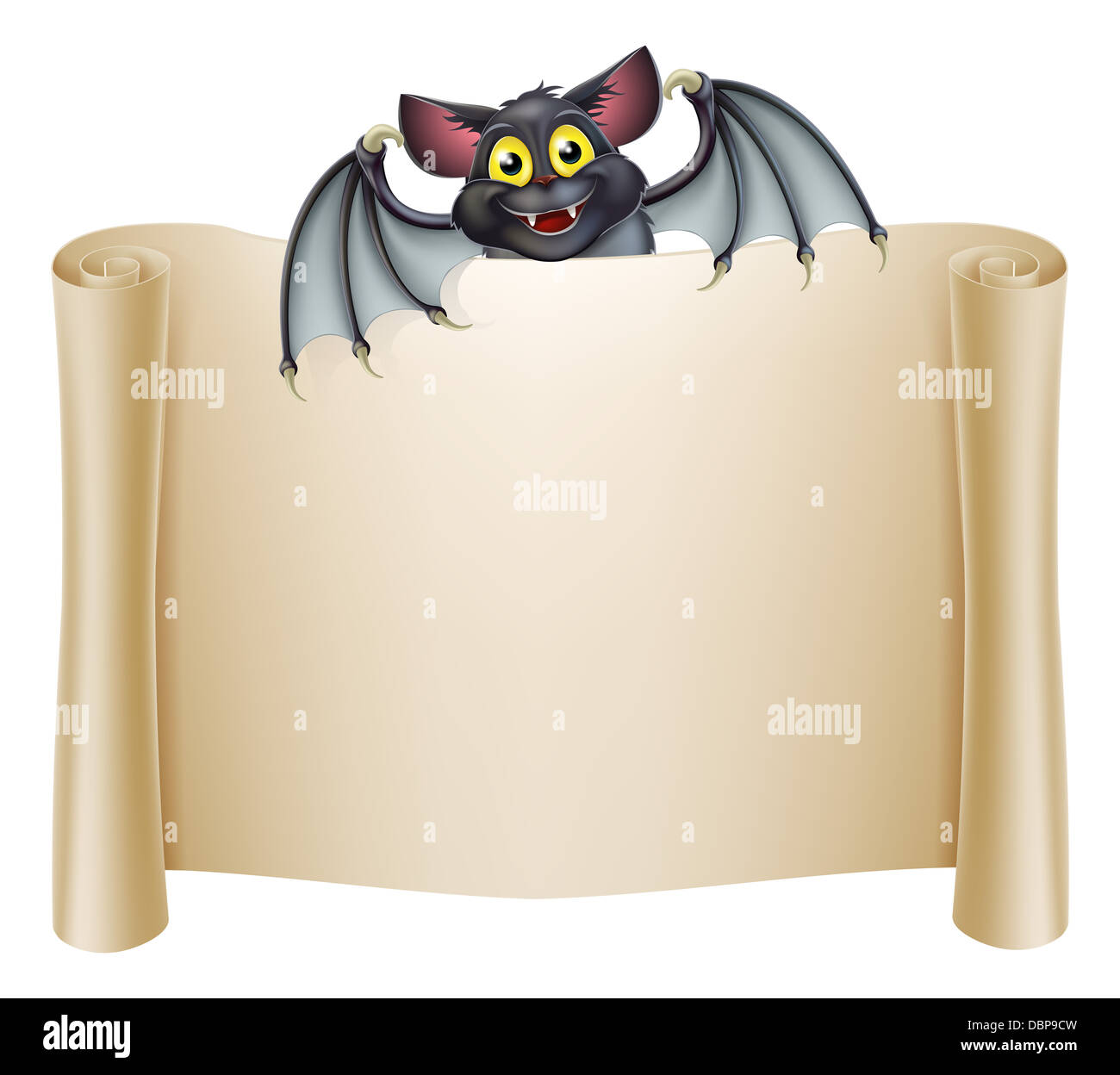 Halloween bat banner with a bat cartoon character above the banner ...