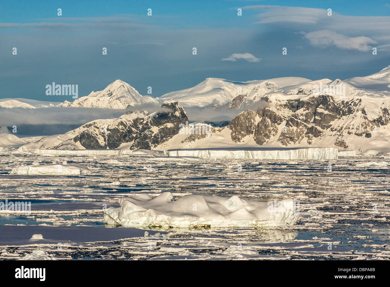 Snow-capped mountains surround Pleneau Island, Antarctica, Southern ...