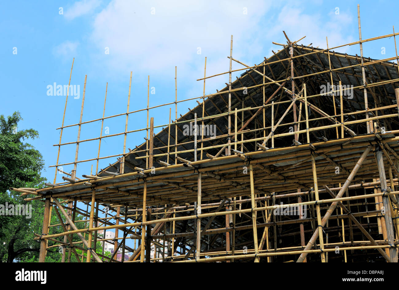 bamboo scaffolding in construction site Stock Photo - Alamy