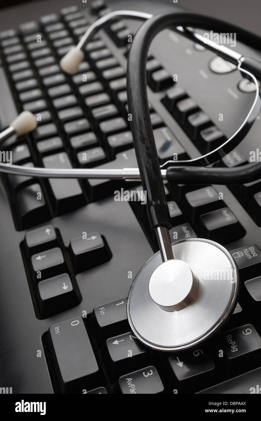 close up of a stethoscope and a computer keyboard Stock Photo - Alamy