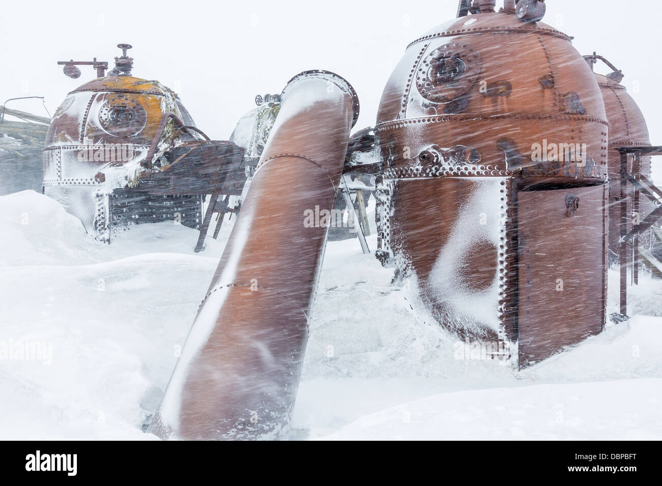 Remains of the abandoned whale station in Port Foster, Deception Island ...